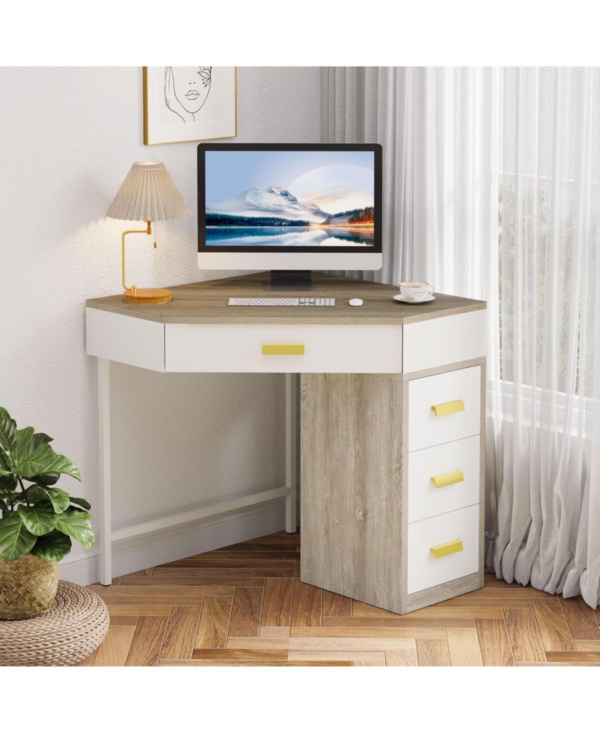 Click here for Tribesigns Corner Desk Triangle Computer Desk 90-D... prices