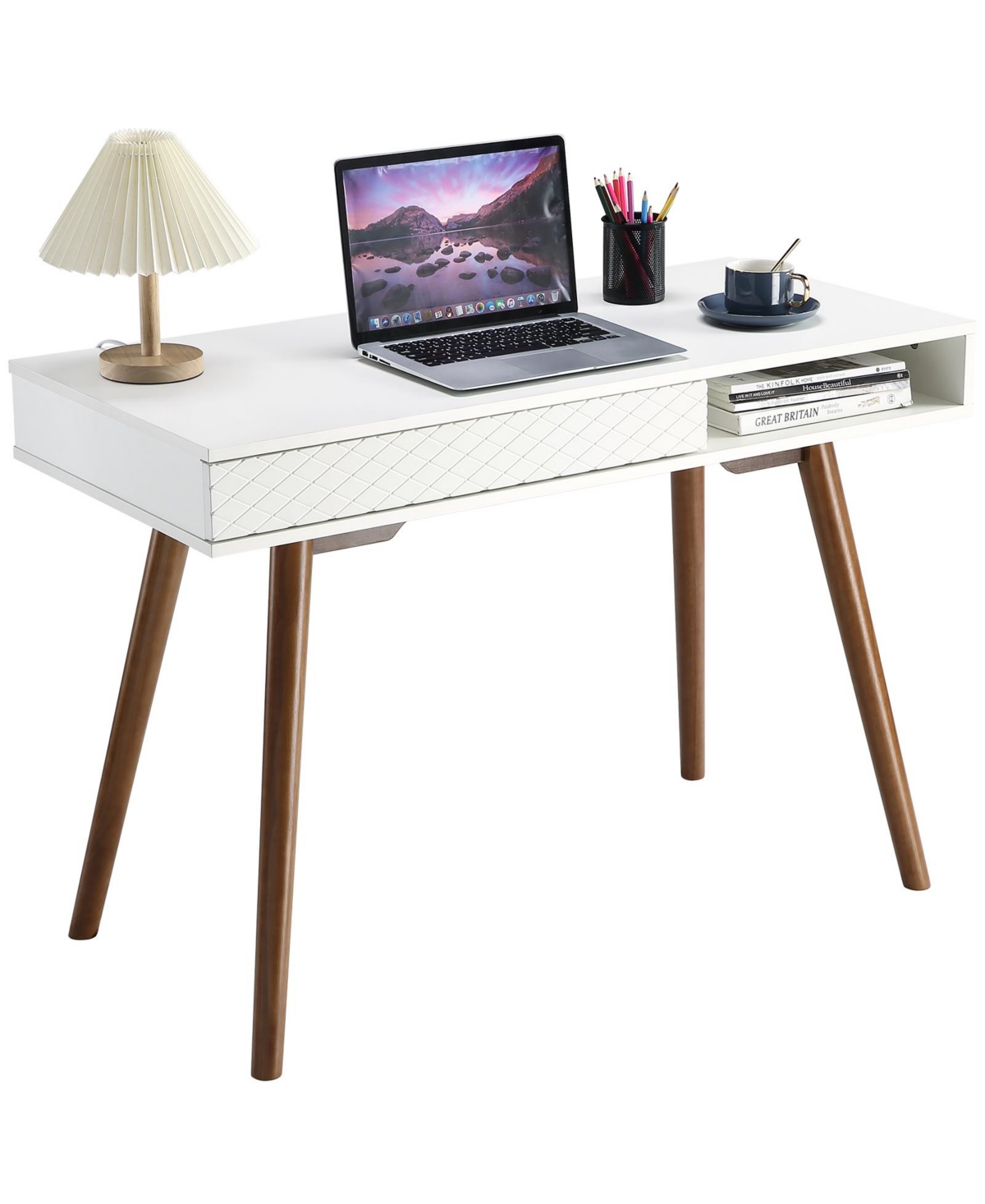 Click here for homfan Space-Saving Mid-Century Writing Desk - Com... prices