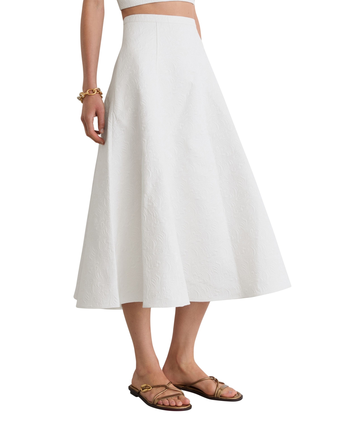 Click here for Reiss Womens Tara Cotton-Blend Jacquard Midi Skirt... prices