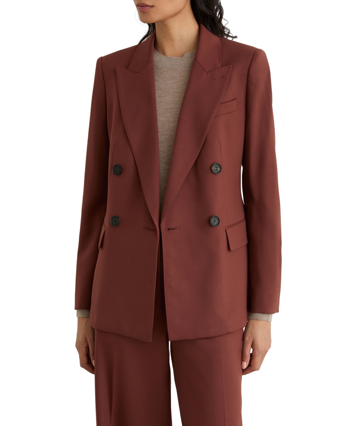 Click here for Reiss Womens Solene Wool-Blend Double-Breasted Sui... prices