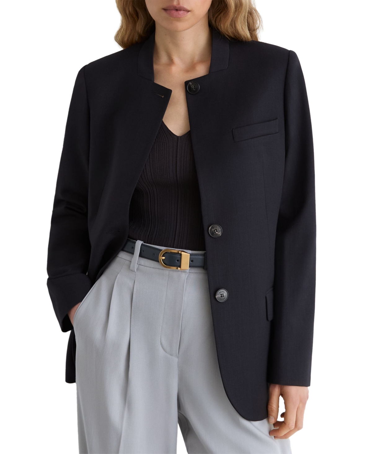 Click here for Reiss Womens Gia Collarless Wool-Blend Lightly-Pad... prices