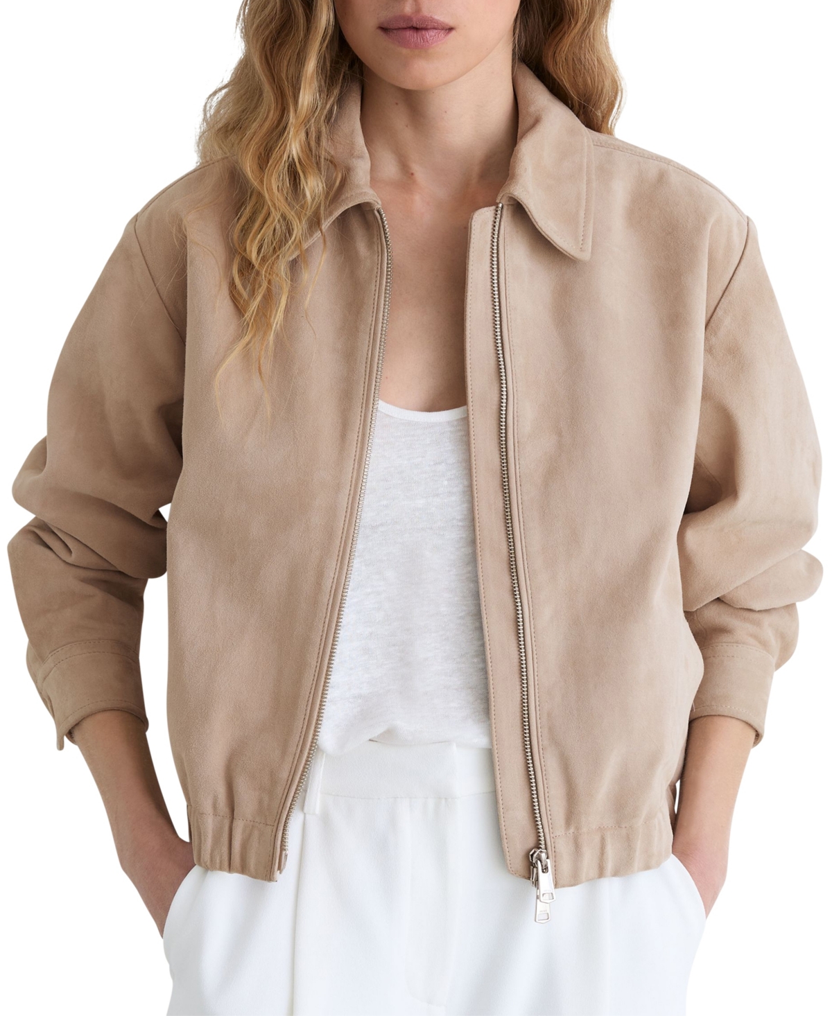 Click here for Reiss Womens Lottie Collared Bomber Jacket - Neutr... prices