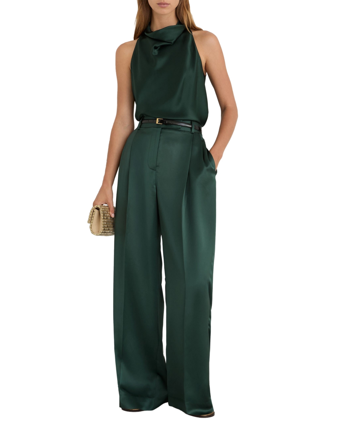 Click here for Reiss Womens Zadie Satin Wide-Leg Pleated Pants -... prices