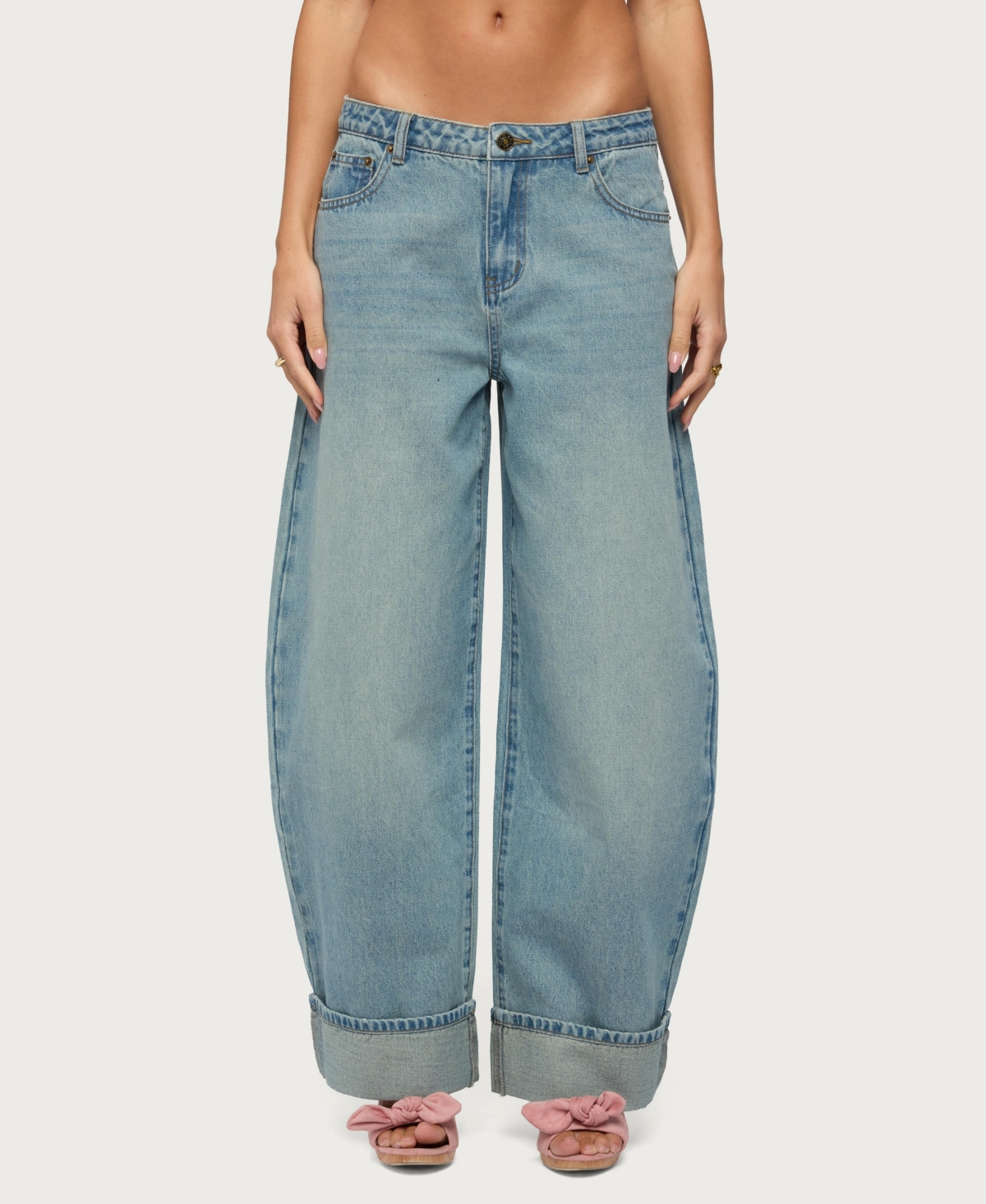 Click here for Edikted Womens Kella Low Rise Baggy Jeans - Tinted... prices