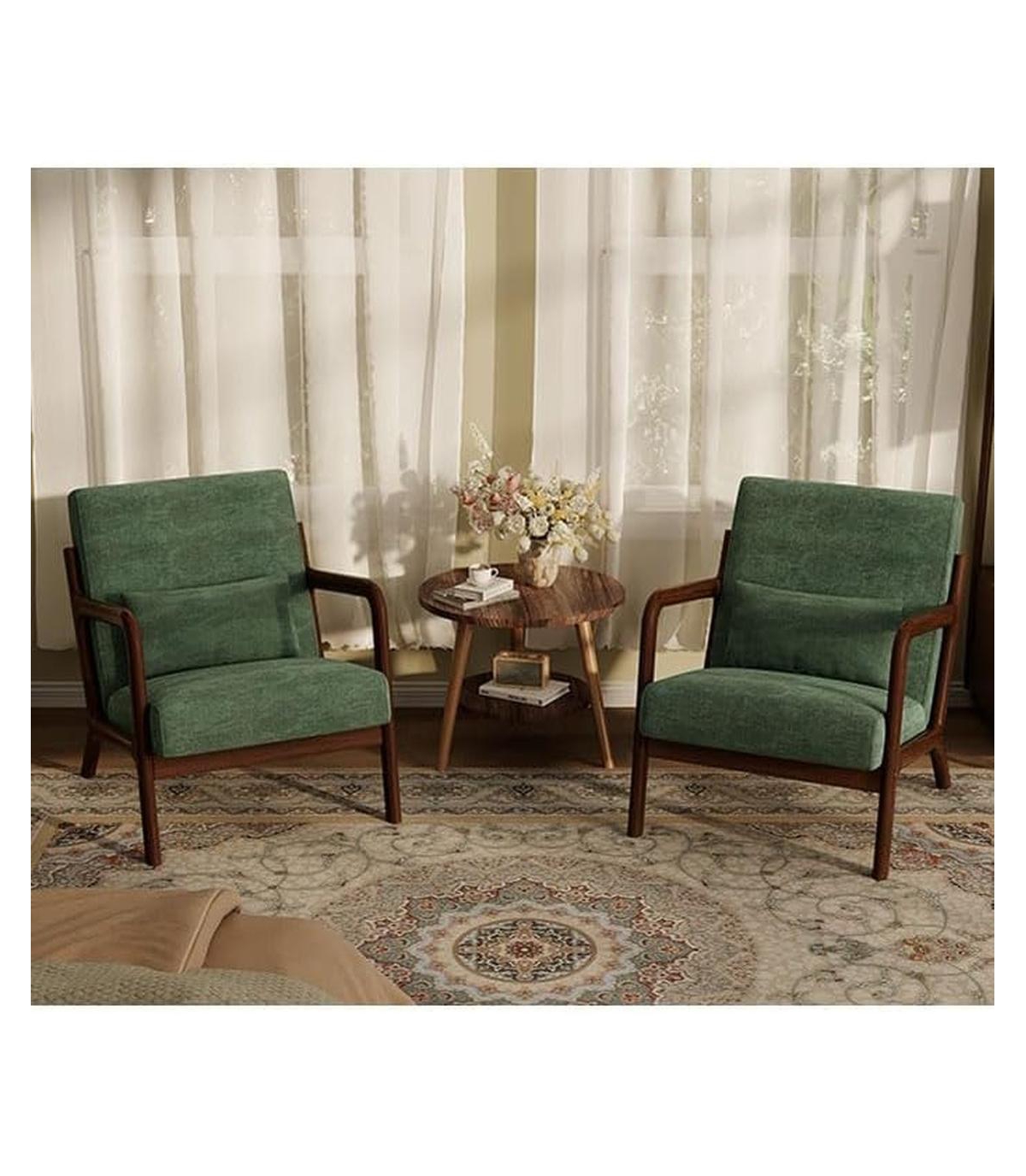 Click here for homfan Set of 2 Mid-Century Chenille Accent Chairs... prices