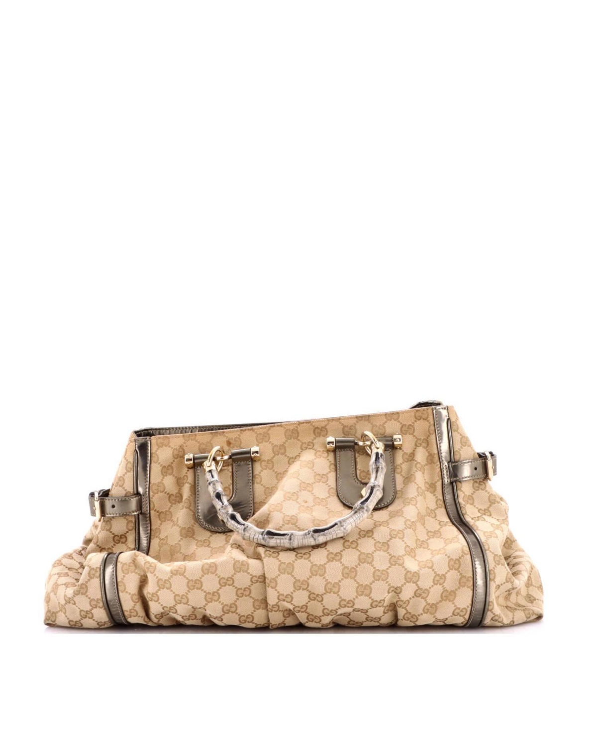Click here for Pre-Owned Gucci Large Pop Bamboo Tote Gg Canvas -... prices