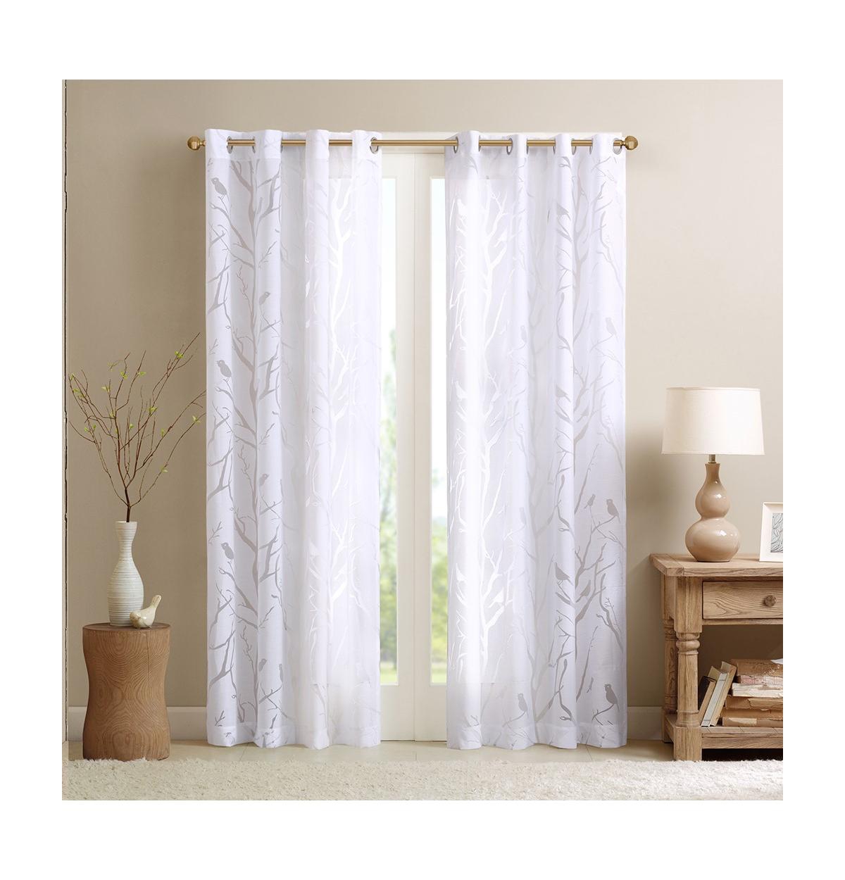 Click here for Avobird Grommet Top Sheer Bird on Branches Burnout... prices