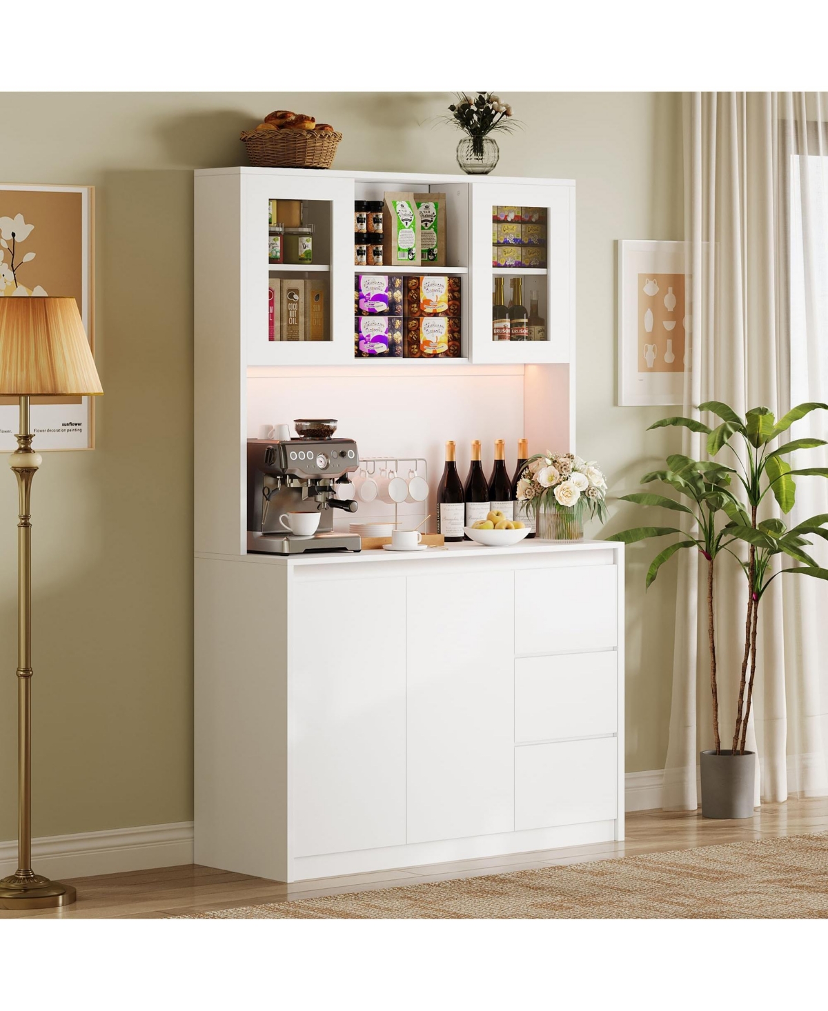 Click here for homfan Tall Kitchen Pantry Cabinet with Led Light... prices