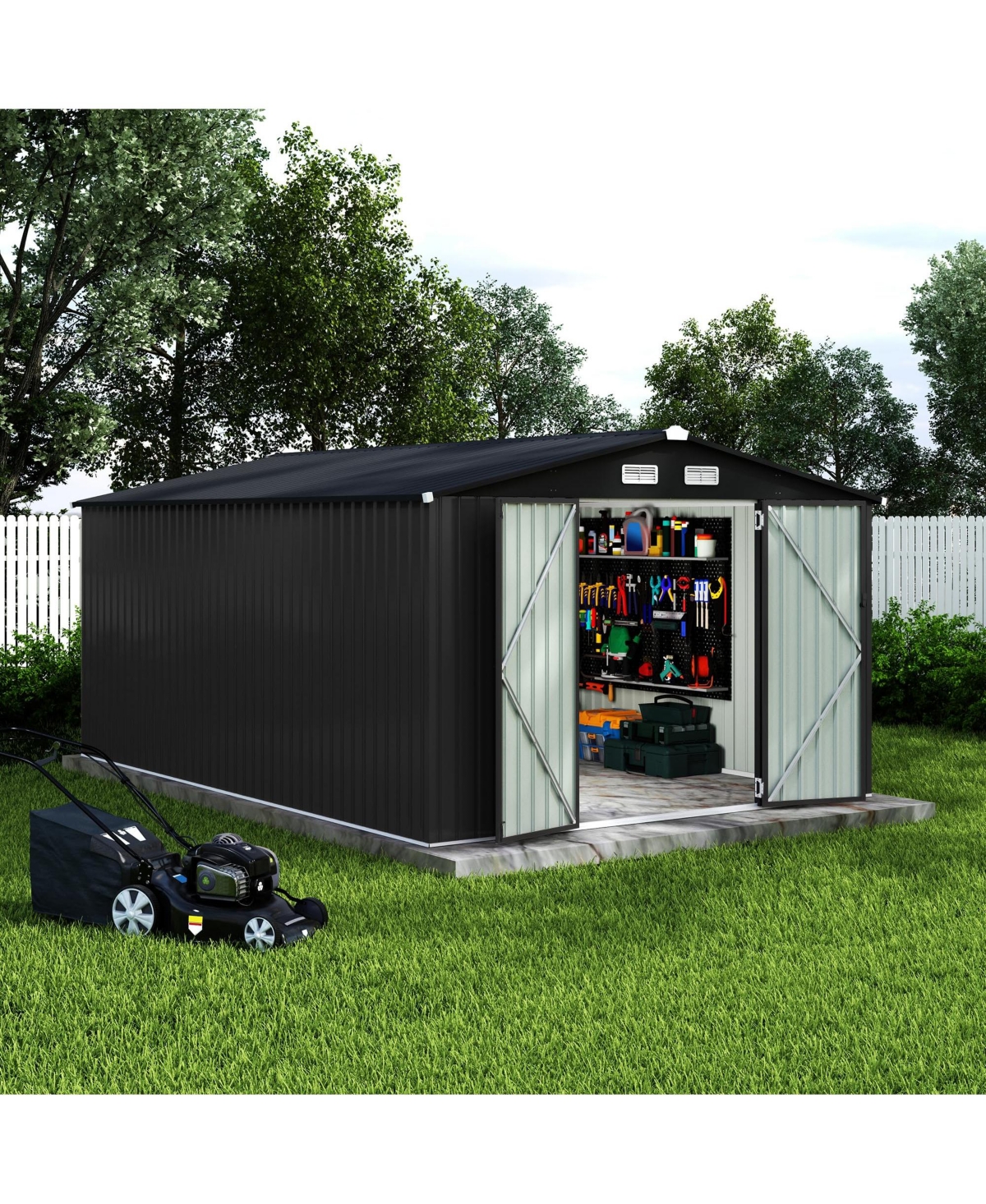 Click here for gaomon 10x14 Feet Metal Outdoor Storage Lockable D... prices