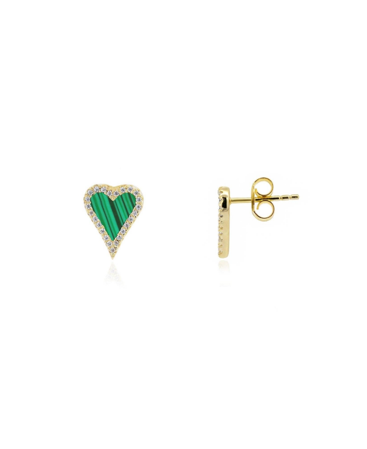 Click here for The Lovery Mini Malachite Cz Halo Heart Stud Earri... prices