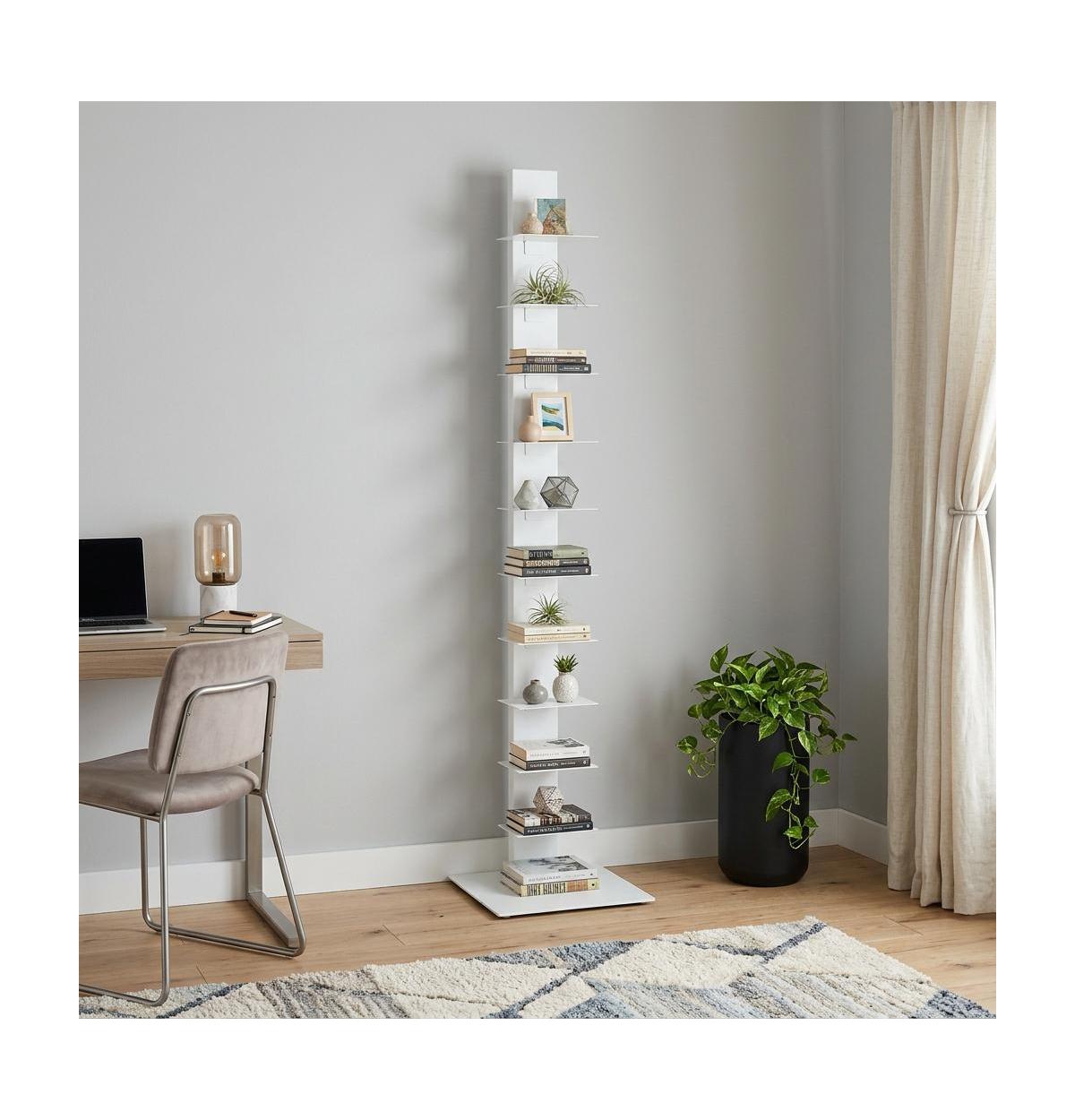 Click here for HomeRoots 60 Metal Ten Shelf Modern Tower Bookcase... prices