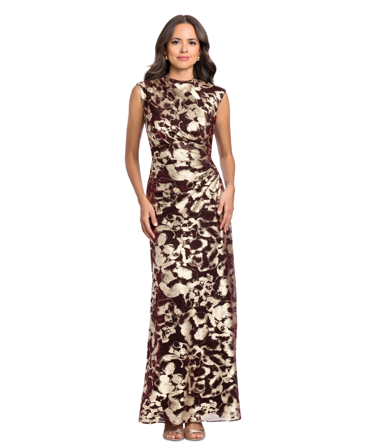 Click here for Betsy & Adam Womens Mock Neck Gown Dress - Wine/Go... prices