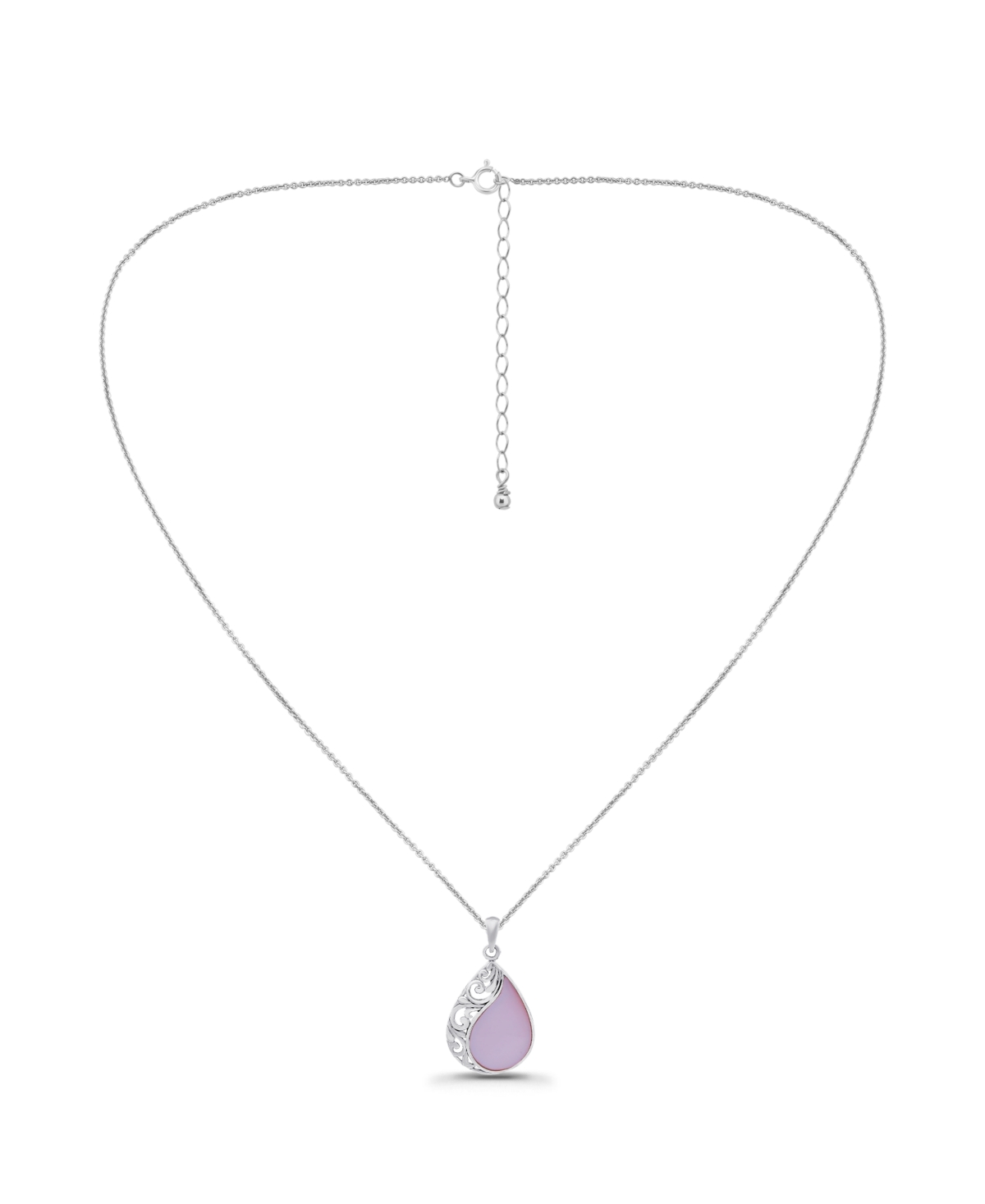 Click here for Macys Pink Shell Inlay Fine Silver-Plated Teardrop... prices