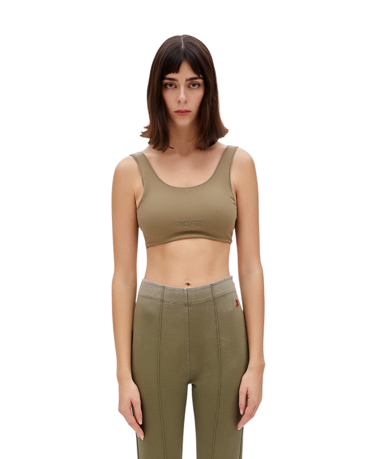 Click here for Pcfg Womens Cotton Yoga Bra - Covert green prices