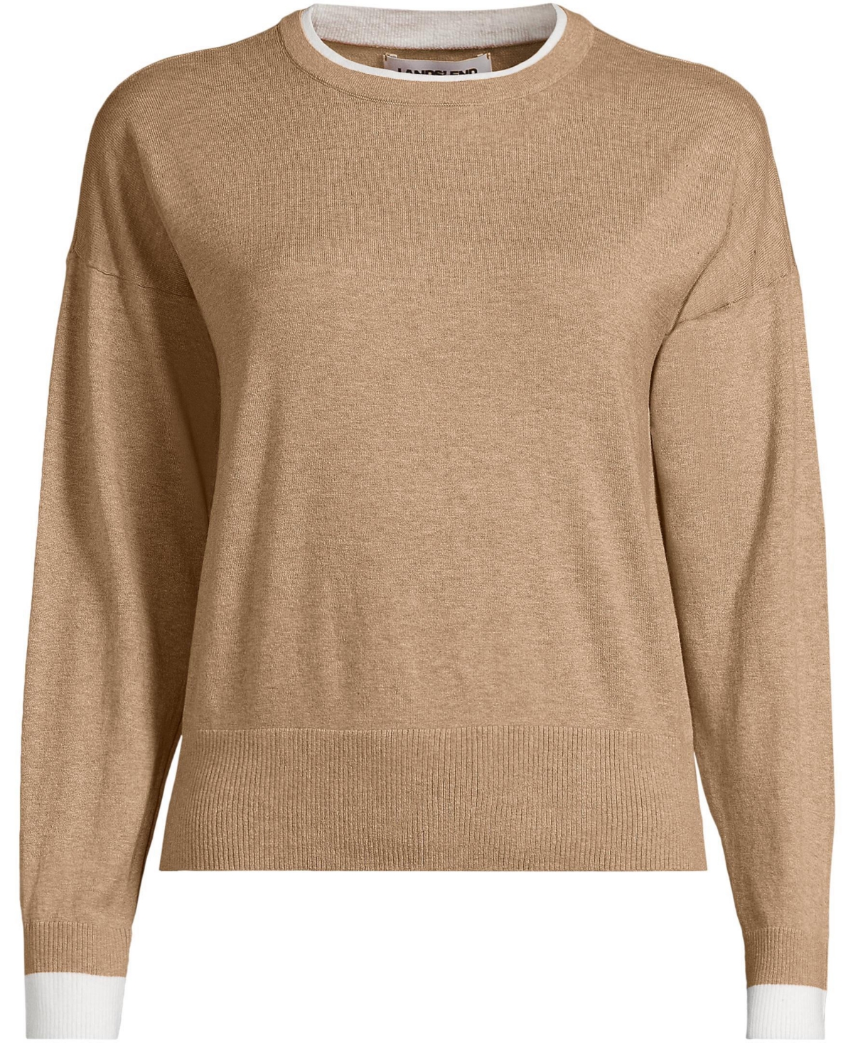 Click here for Lands End Womens Double Trim Cotton Crew Neck Swea... prices