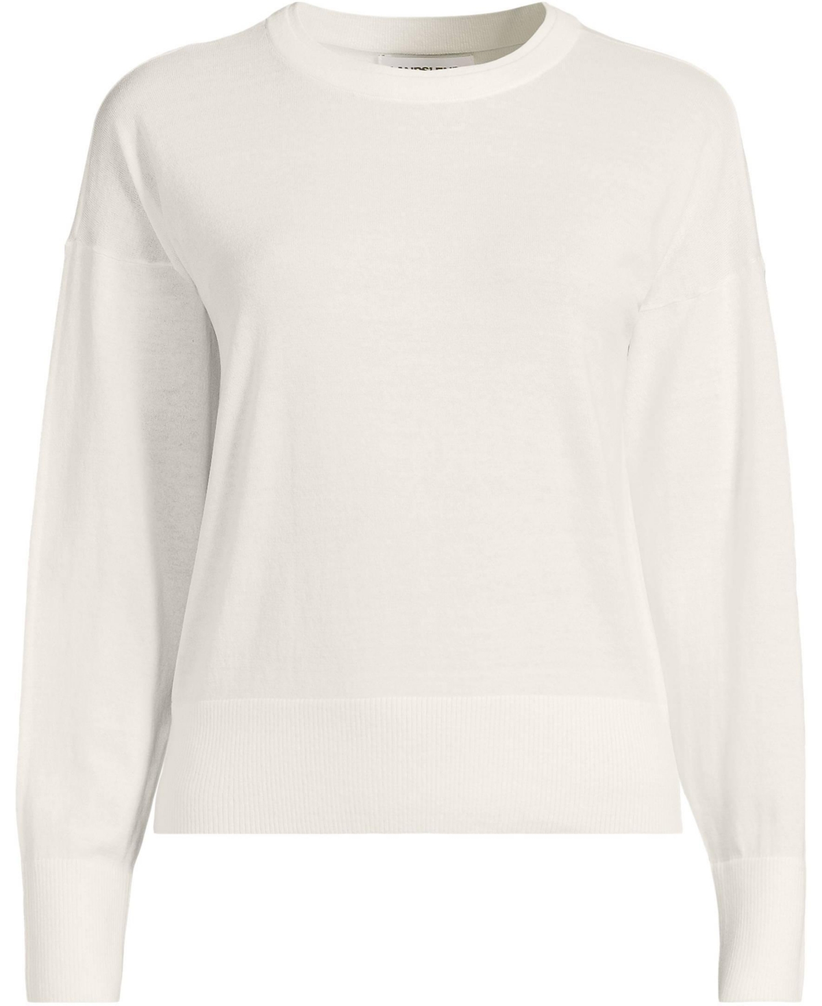 Click here for Lands End Womens Double Trim Cotton Crew Neck Swea... prices