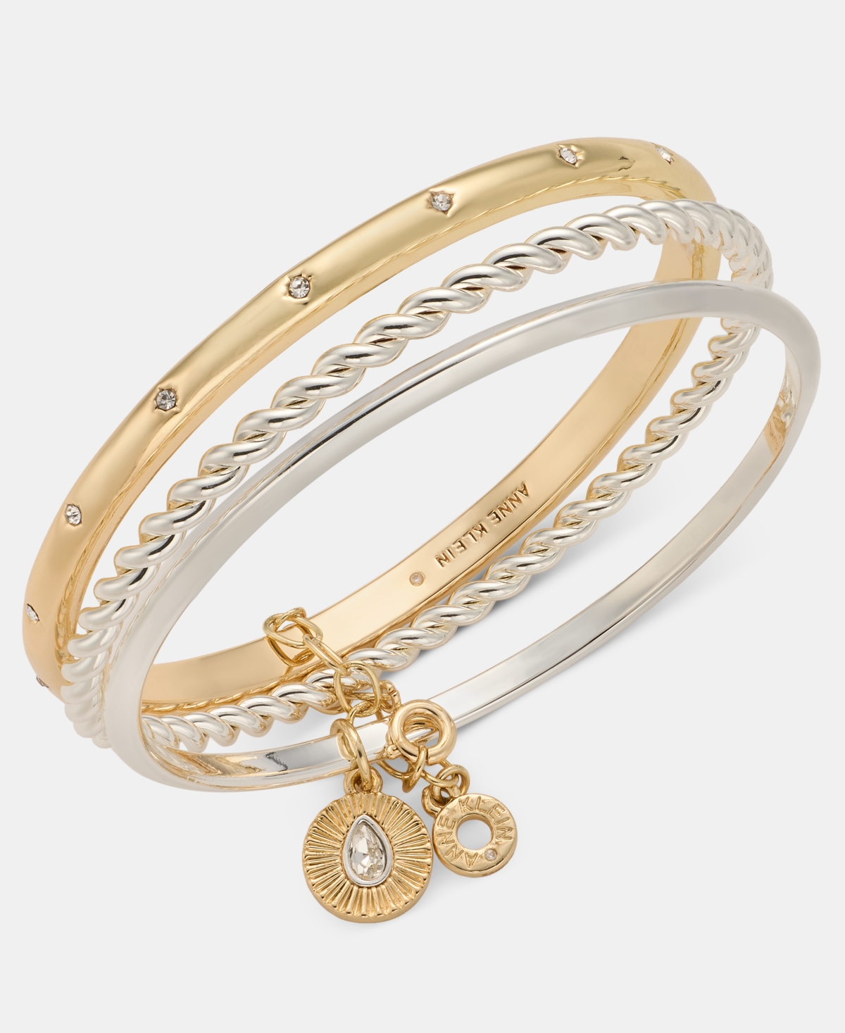 Click here for Anne Klein Pave Starburst  Smooth & Textured Bangl... prices