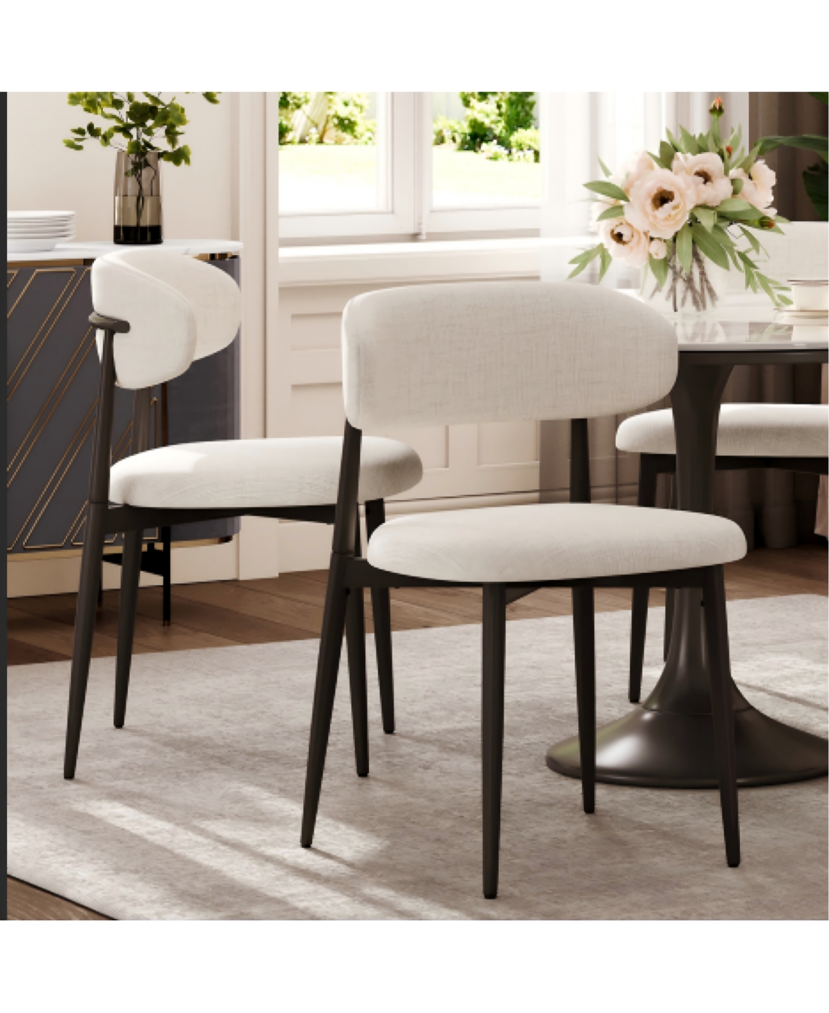 Click here for flynama Set of 2 Fabric Metal Dining Chairs  Farmh... prices