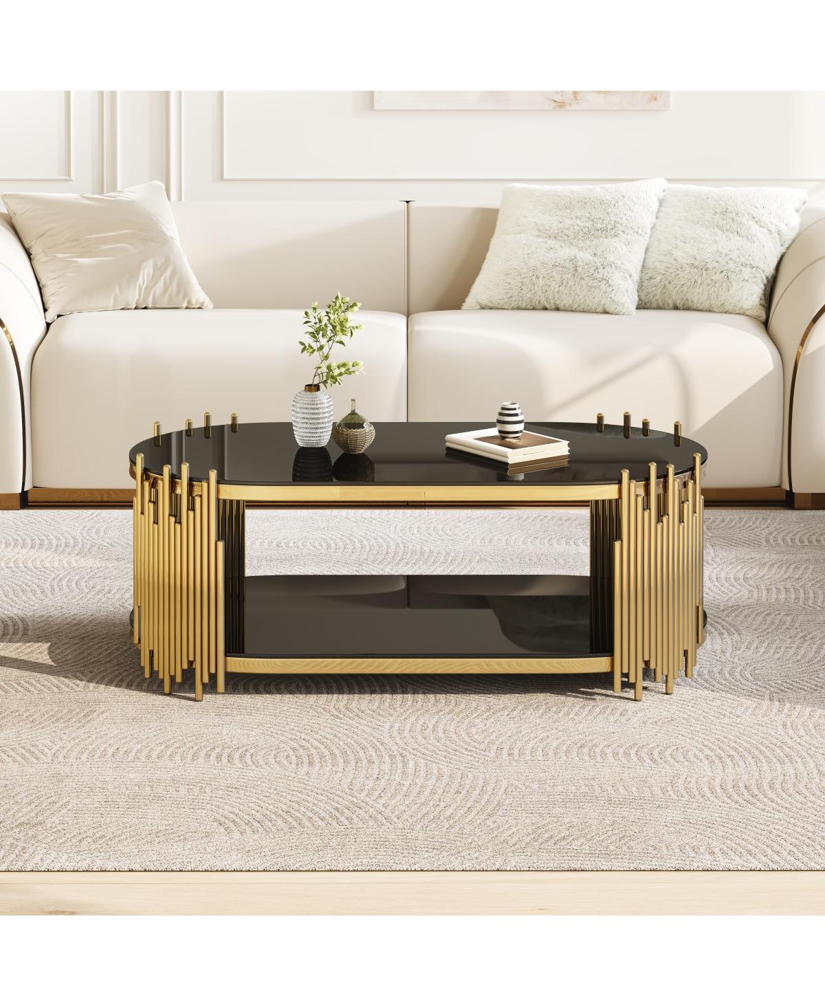 Click here for Streamdale Furniture Luxury Gold and Black Glass O... prices