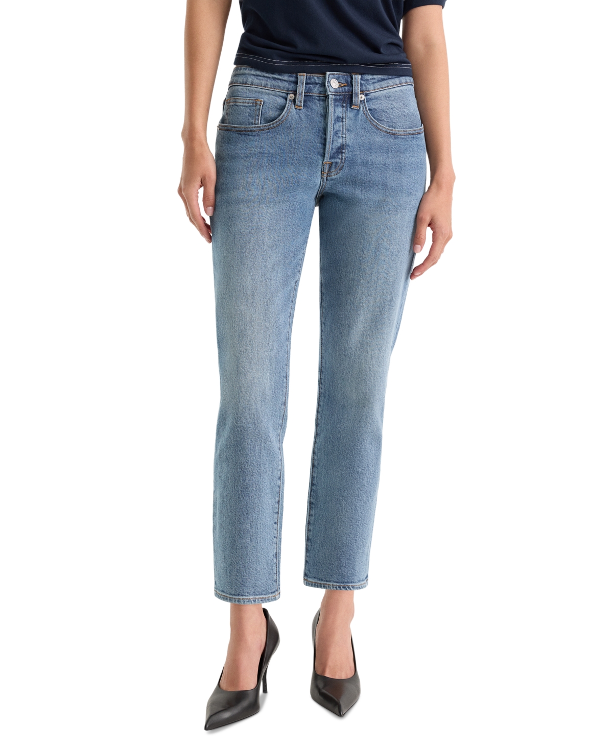 Click here for Good American Womens Mid-Rise Straight-Leg Ankle P... prices