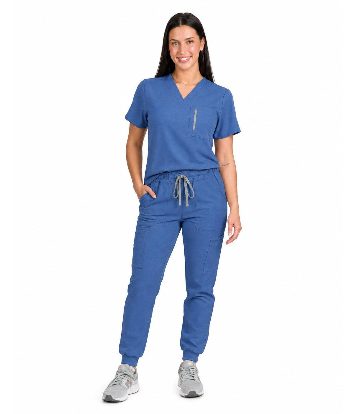 Click here for Medgear Womens Fleur Stretch Scrub Set with Zip Ch... prices