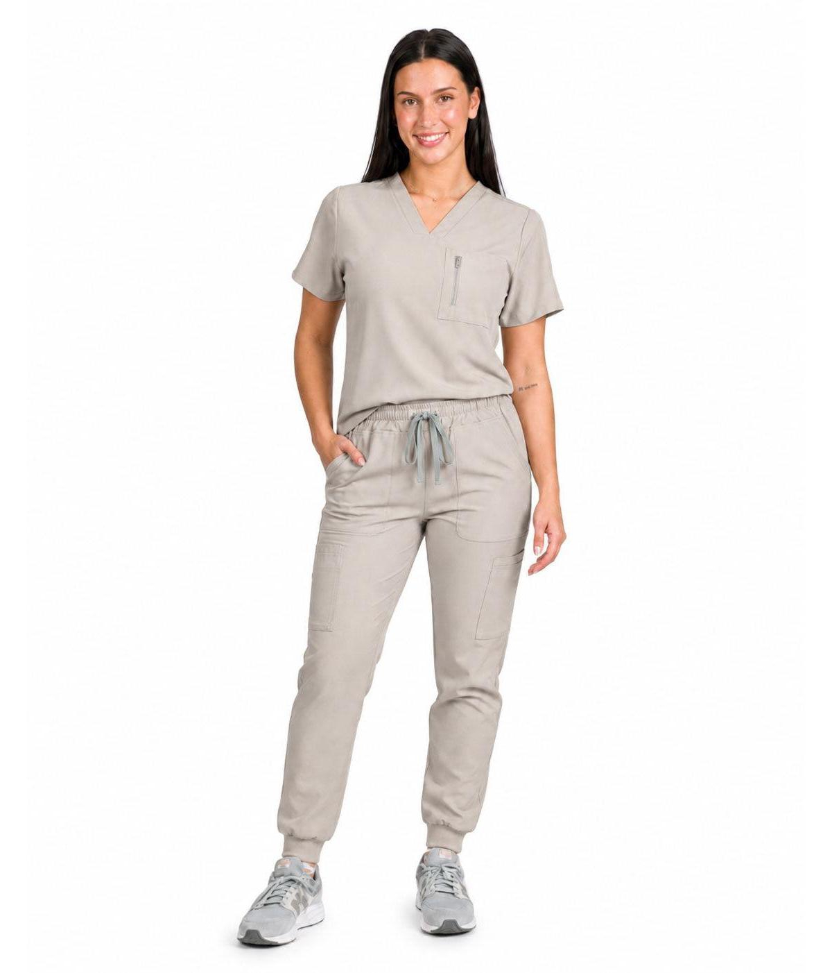 Click here for Medgear Womens Fleur Stretch Scrub Set with Zip Ch... prices