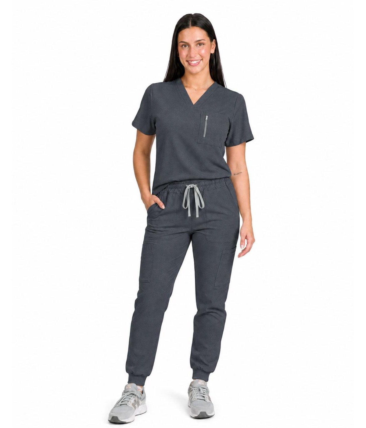 Click here for Medgear Womens Fleur Stretch Scrub Set with Zip Ch... prices