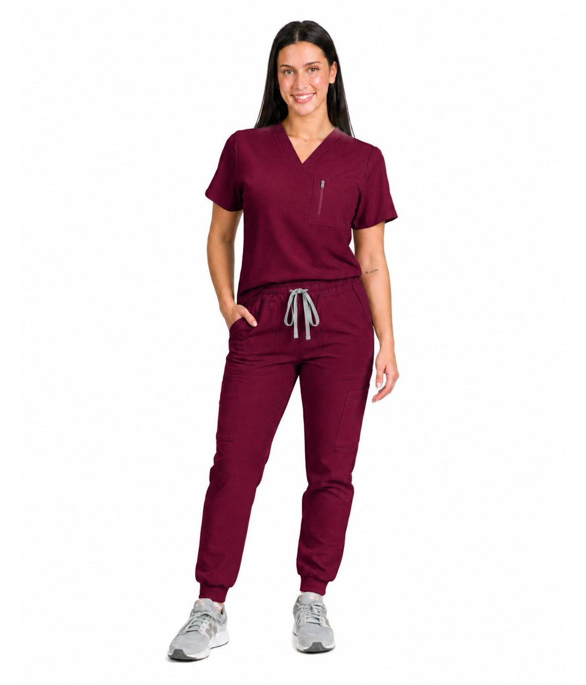 Click here for Medgear Womens Fleur Stretch Scrub Set with Zip Ch... prices