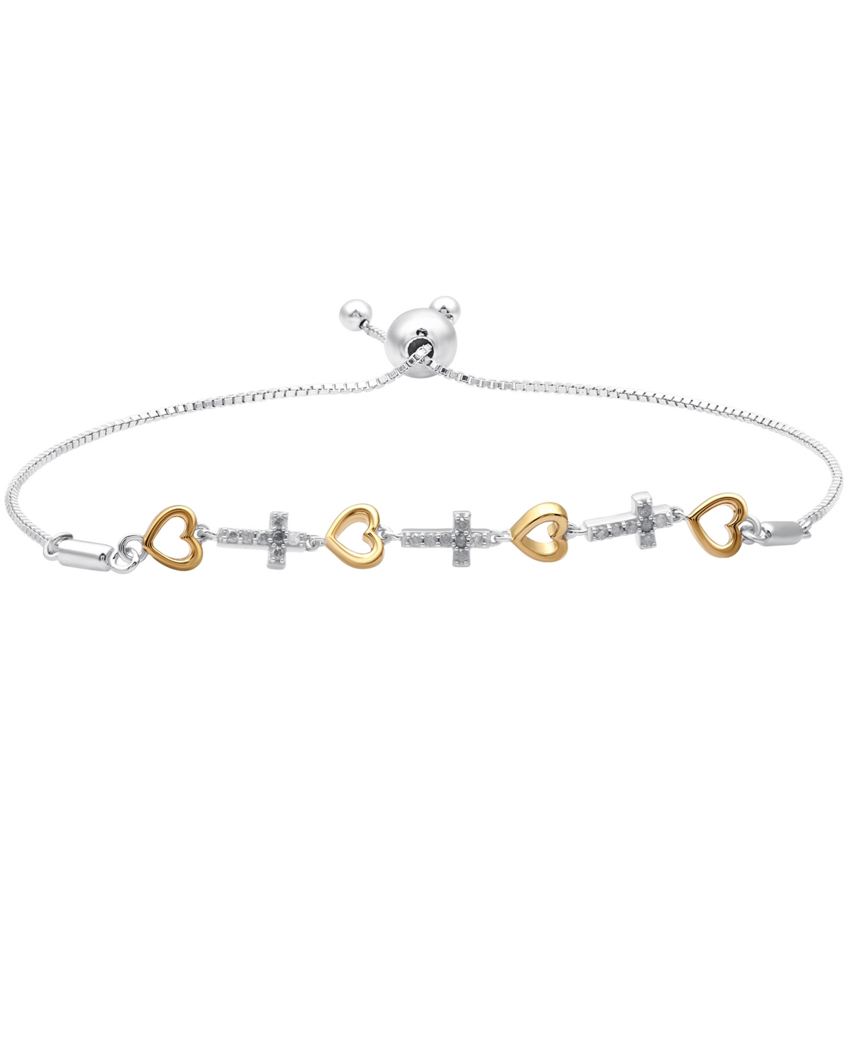 Click here for Diamond Heart & Cross Bolo Bracelet (1/6 ct. t.w.)... prices