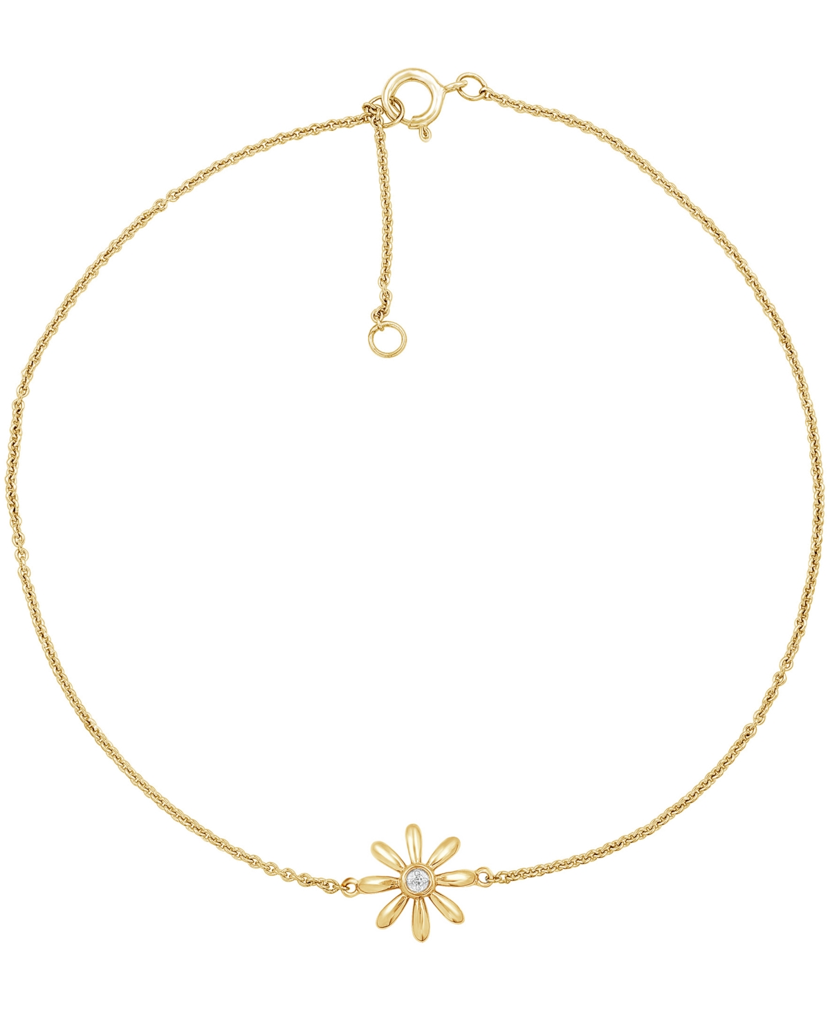 Click here for Diamond Accent Flower Anklet In 14K Gold-Plated St... prices