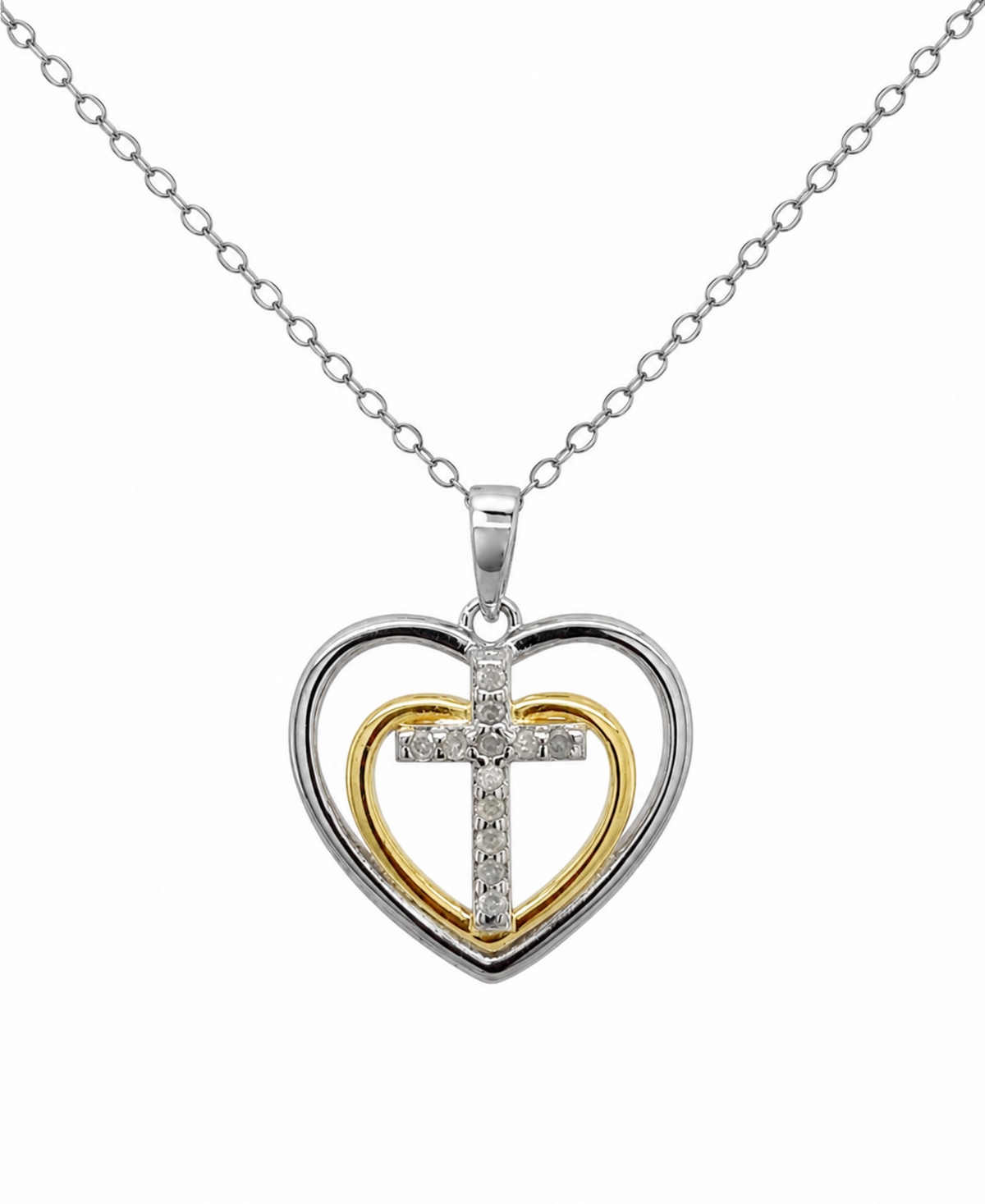 Click here for Diamond Double Heart Cross Pendant Necklace (1/10... prices