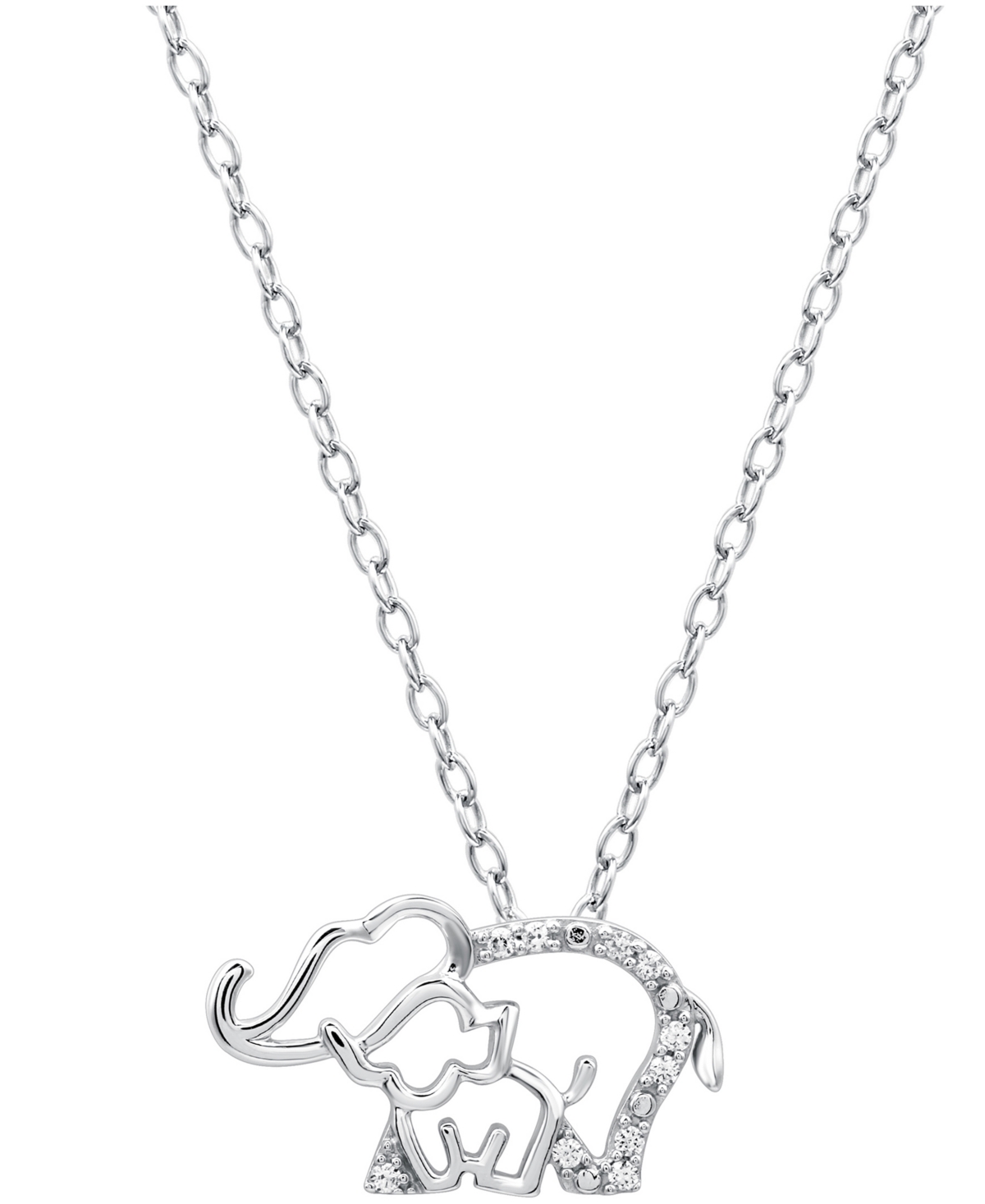 Click here for Diamond Elephant and Baby Pendant Necklace (1/10 c... prices