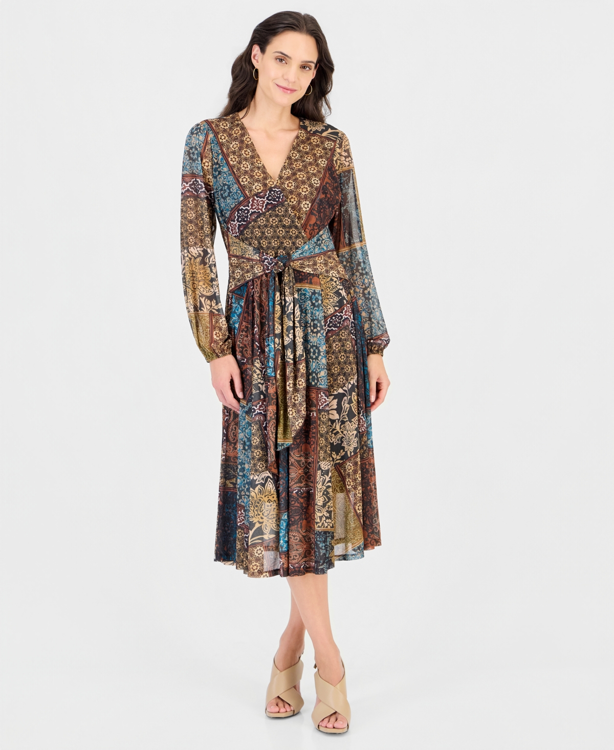 Click here for Robbie Bee Womens Print Surplus V-Neck Long-Sleeve... prices
