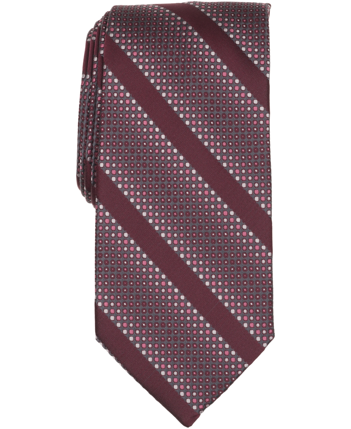 Click here for Perry Ellis Mens Lampone Stripe Classic Tie - Burg... prices