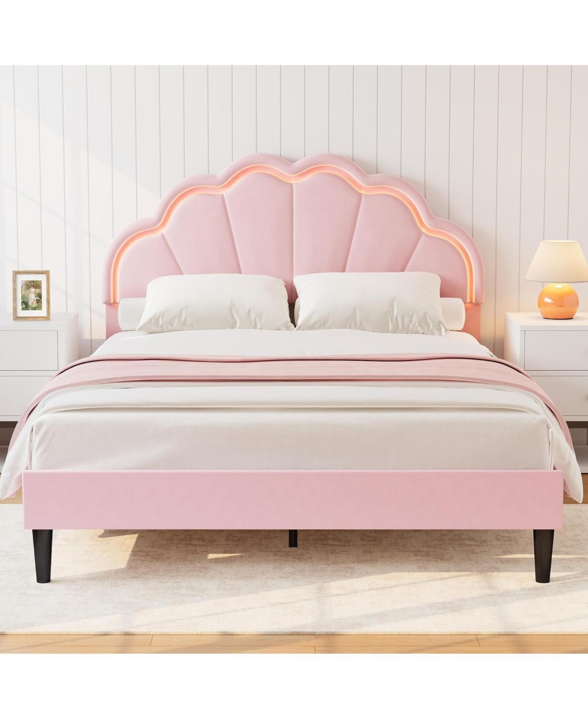 Click here for homfan Queen Bed Frame â Velvet Platform Bed wit... prices