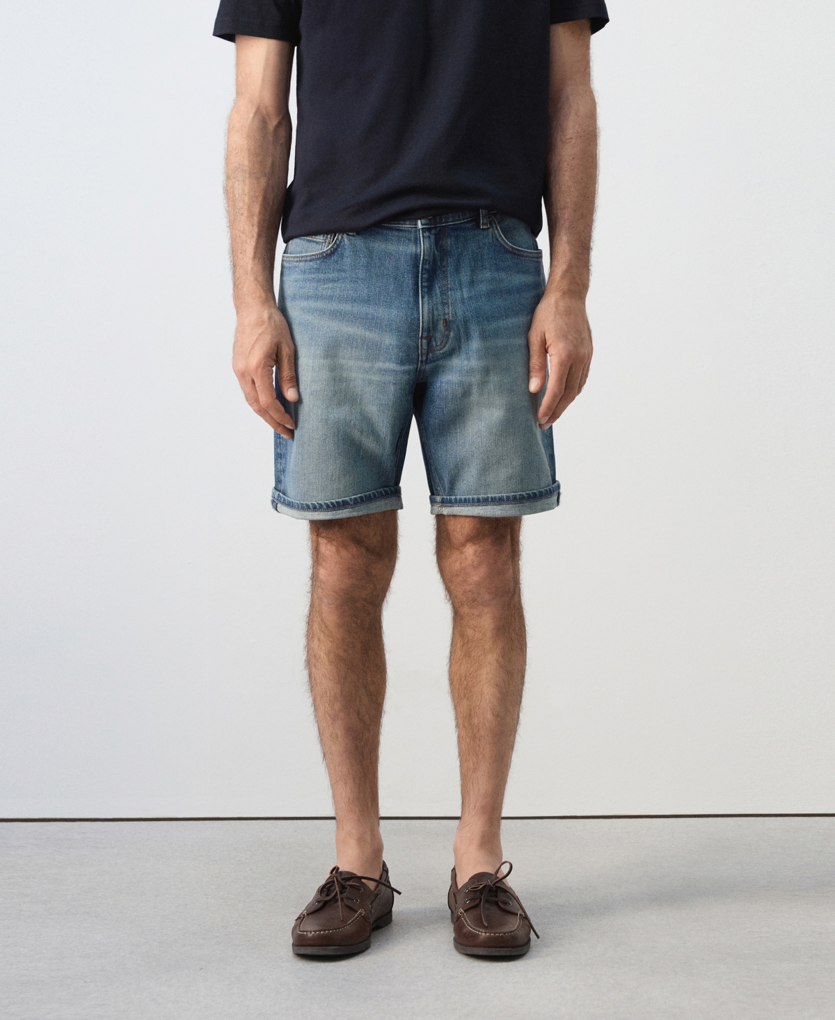 Click here for Mango Mens Slim-Fit Denim 9.45 Bermuda Shorts - Me... prices