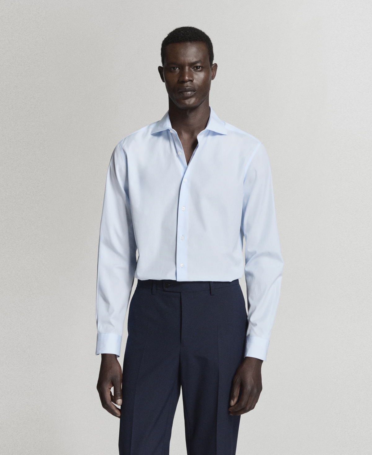 Click here for Mango Mens Slim-Fit Cotton Poplin Dress Shirt - Sk... prices