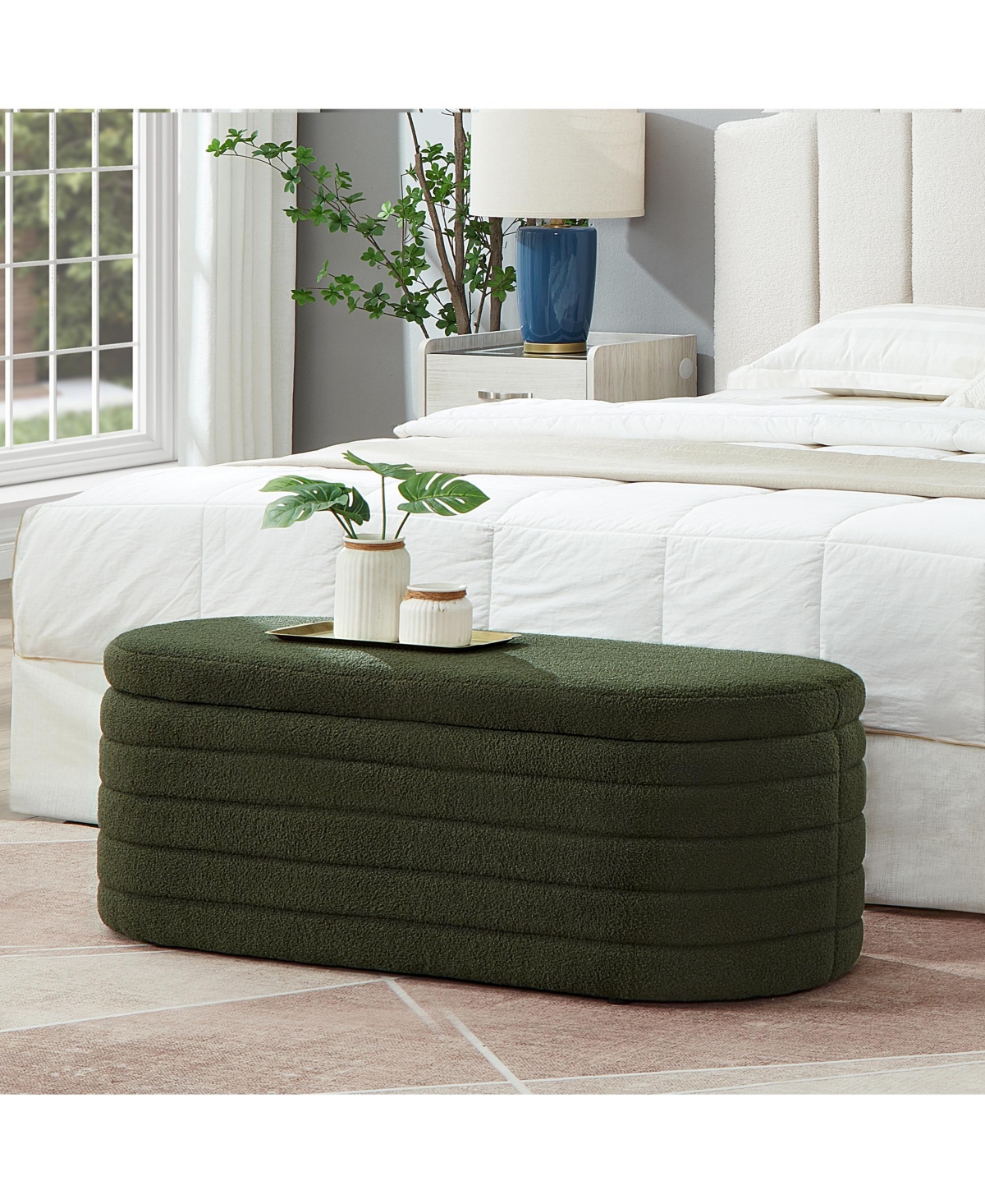 Click here for sumyeg Modern Oval Storage Ottoman Bench with Upho... prices