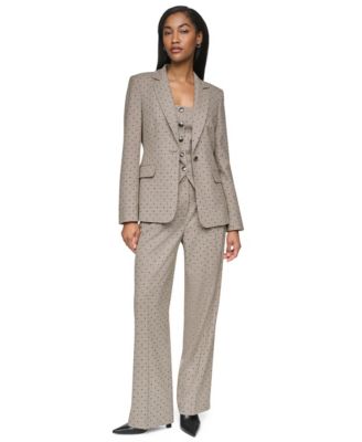 Dkny Womens One Button Notch Collar Blazer High Rise Straight Leg Full Length Pants