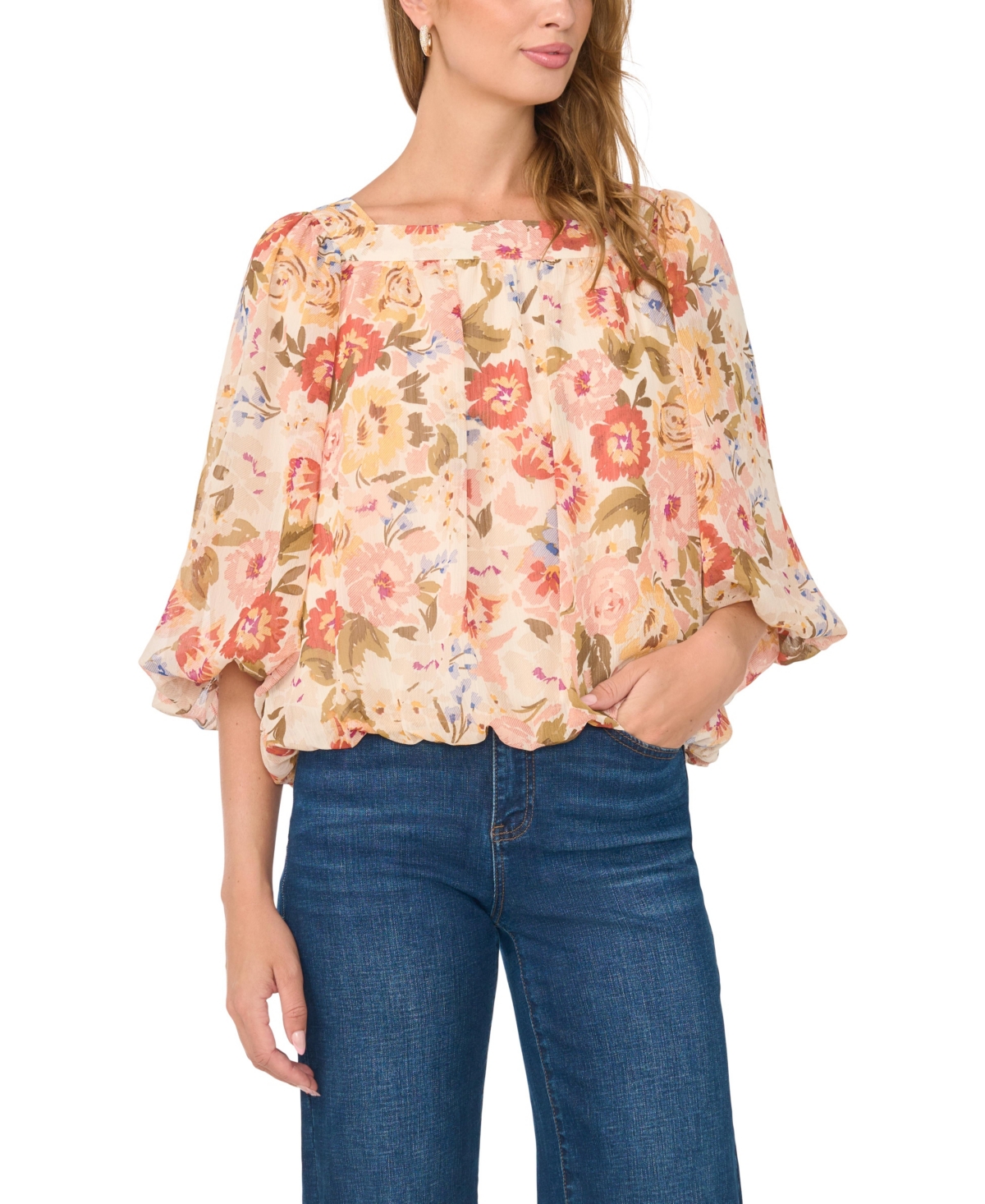 Click here for Vince Camuto Womens Square Neck Bubble Blouse - Sa... prices