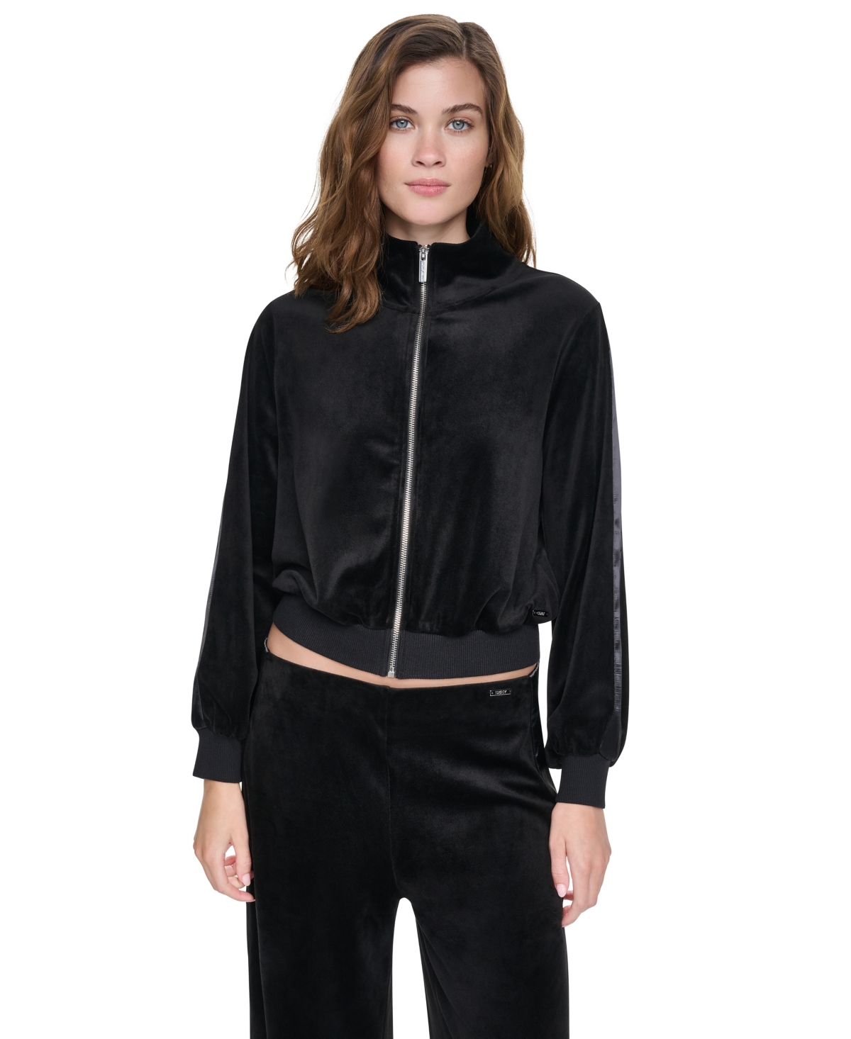 Click here for Dkny Jeans Petite Mock-Neck Zip-Front Jacket - Bla... prices