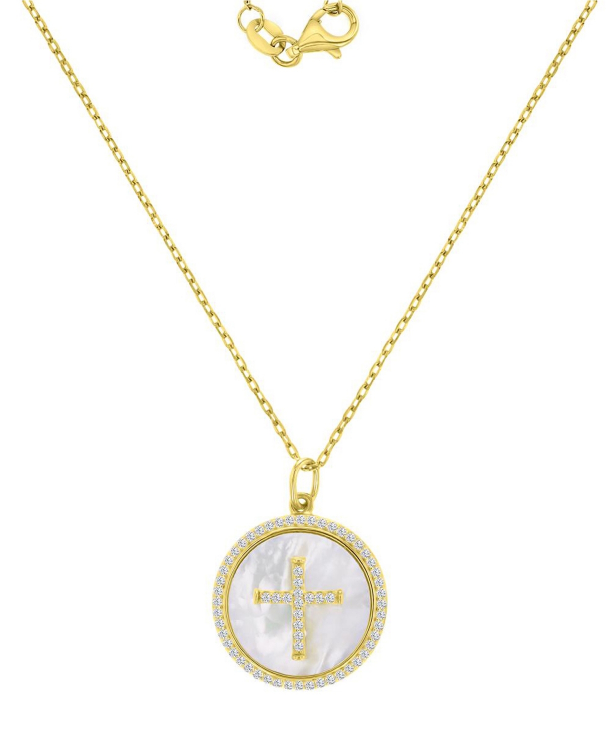 Click here for Macys 14k Gold-Plated Mop Crystal Cross Necklace -... prices