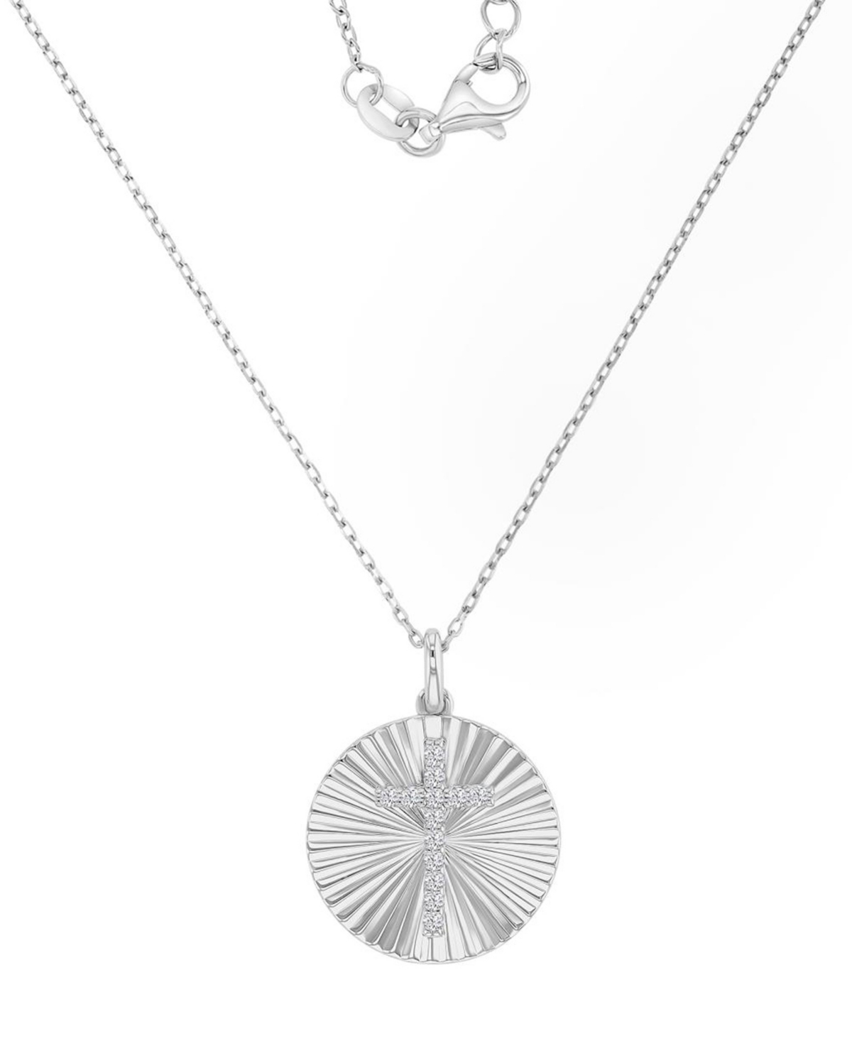 Click here for Macys Silver-Plated Cross Engraved Disc Necklace -... prices