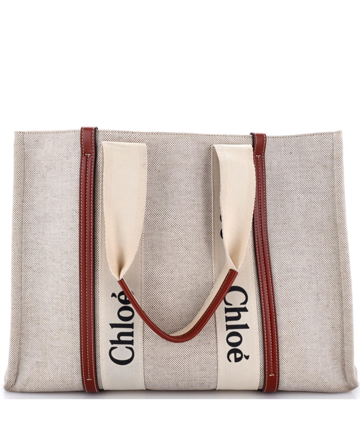 Click here for Pre-Owned Chloe Large Woody Tote Canvas with Leath... prices