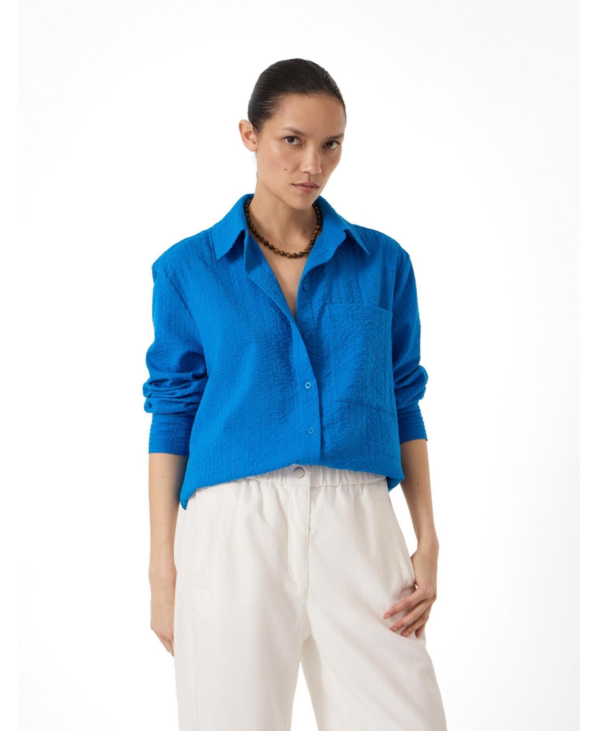 Click here for Hush Womens Maud Cotton Seersucker Shirt - Sky blu... prices