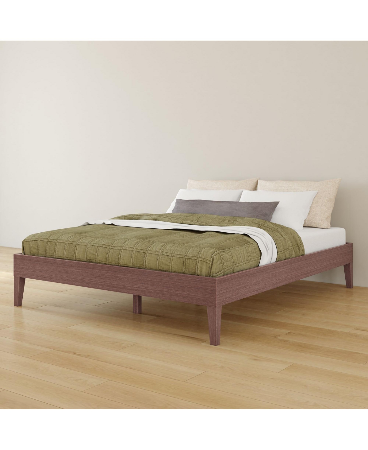 Click here for Grain & Grove Bear Platform Bed Oak Embossed - Dar... prices