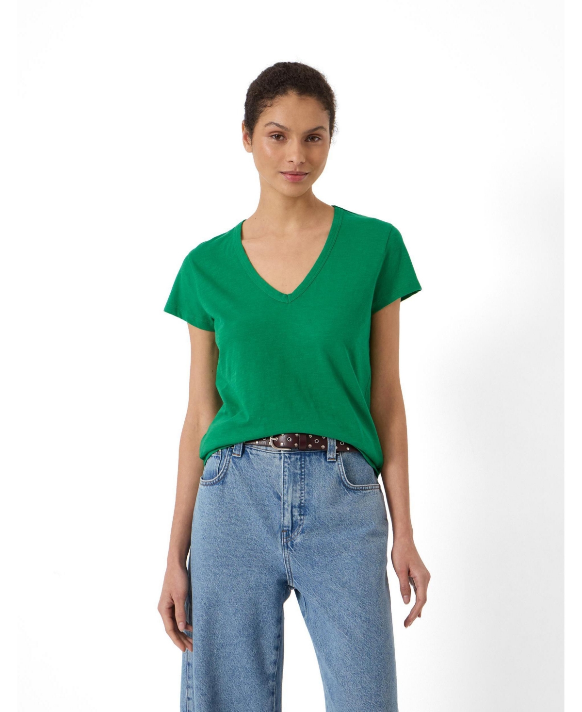 Click here for Hush Womens Slim Fit Slub Cotton V-Neck T-Shirt -... prices