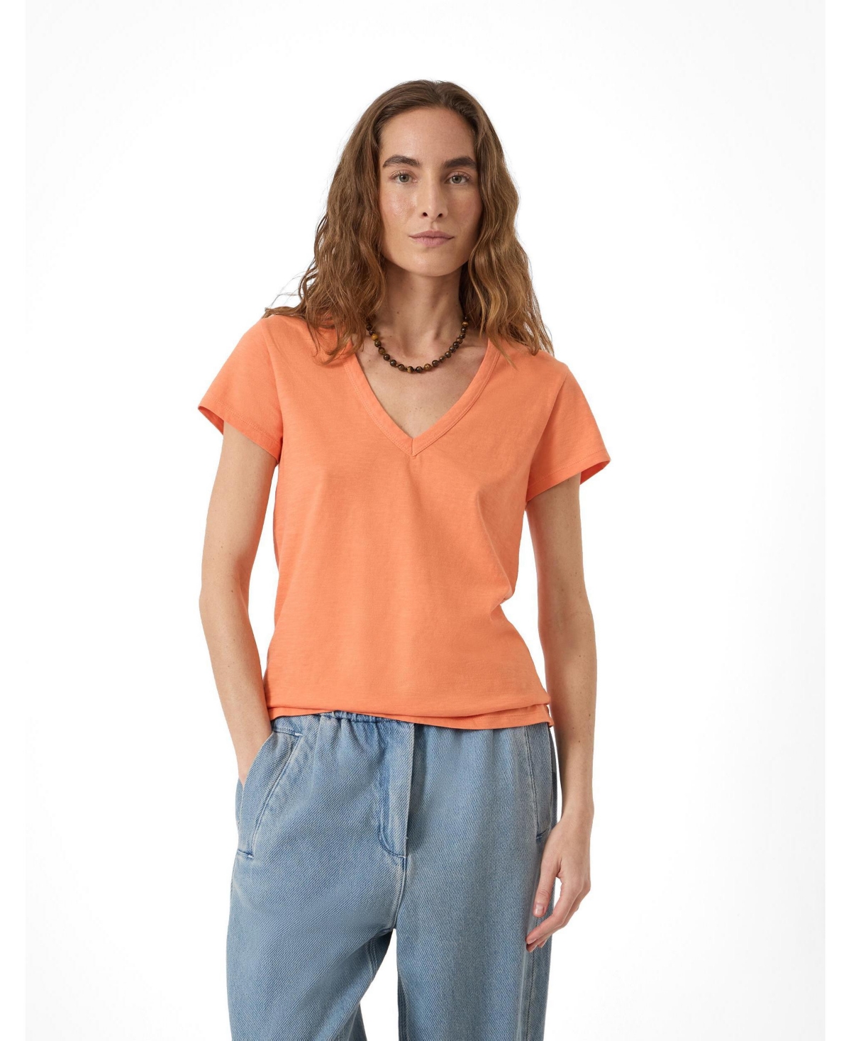 Click here for Hush Womens Slim Fit Slub Cotton V-Neck T-Shirt -... prices