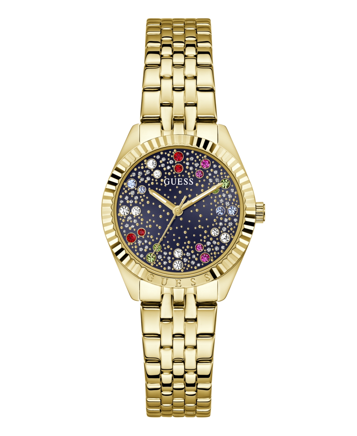 Click here for Guess Womens Quartz Gold-Tone Stainless Steel Watc... prices