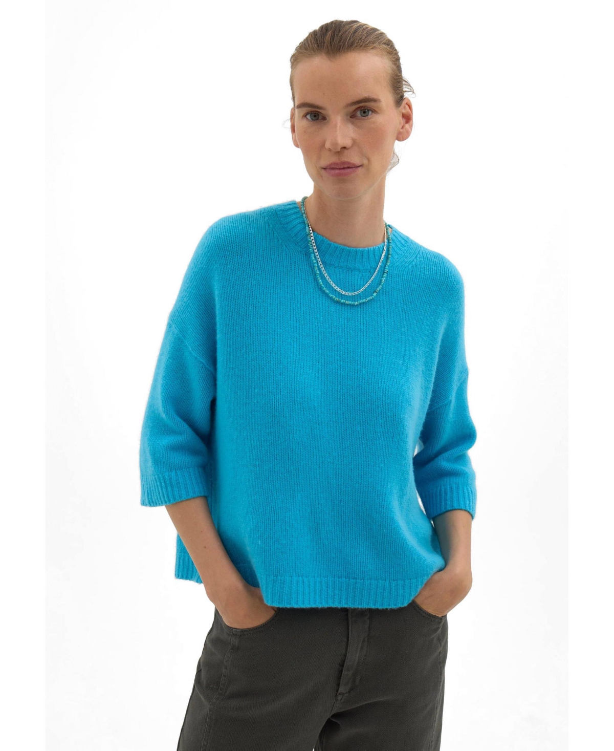 Click here for Hush Womens Cherrie Chunky Cashmere Jumper - Turqu... prices
